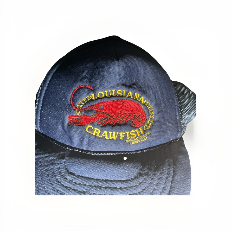 Vintage LOUISIANA CRAWFISH Hat Cap Adult Blue Red Snapback Brim Rope ...
