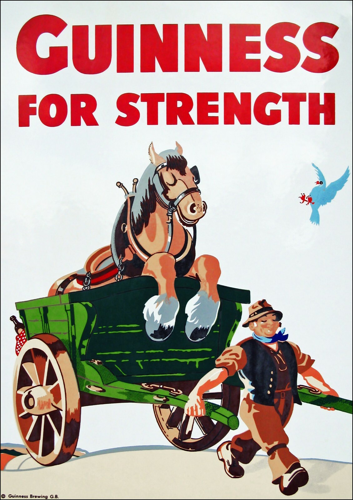 VINTAGE "GUINNESS FOR STRENGTH" POSTER ADVERT -FRAMED WALL ART PICTURE ...