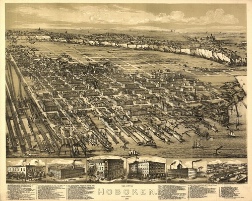 Hoboken, New Jersey, 1881, NJ, 1800's, New Reproduction of Antique Map ...
