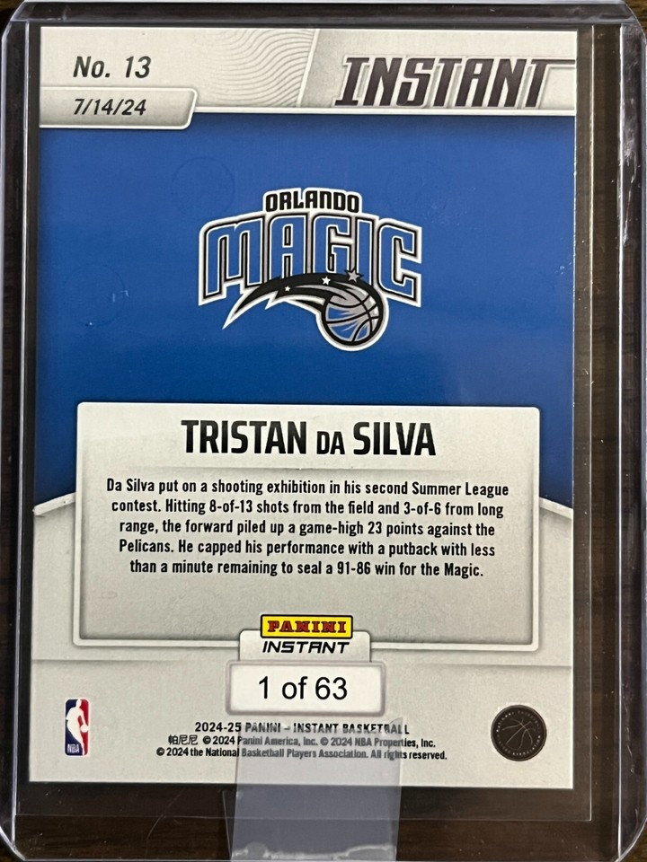 2024 Panini Instant NBA Summer League #13 Tristan da Silva Orlando ...