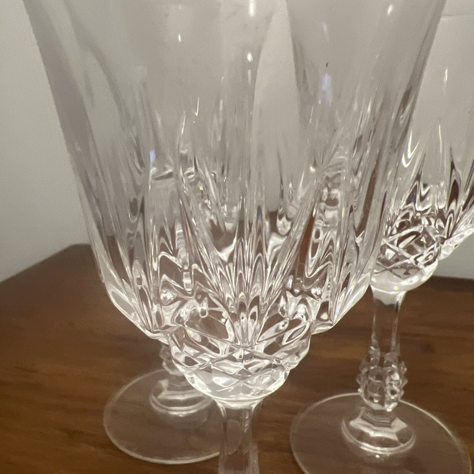 Set Of 4 Crystal Rock Water Goblet & Claret Wine Glasses Be | eBay