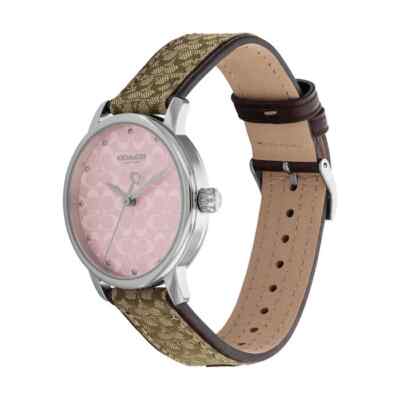 COACH 14503873 Pink Dial Brown Logo Strap Ladies 36mm Grand Watch | eBay