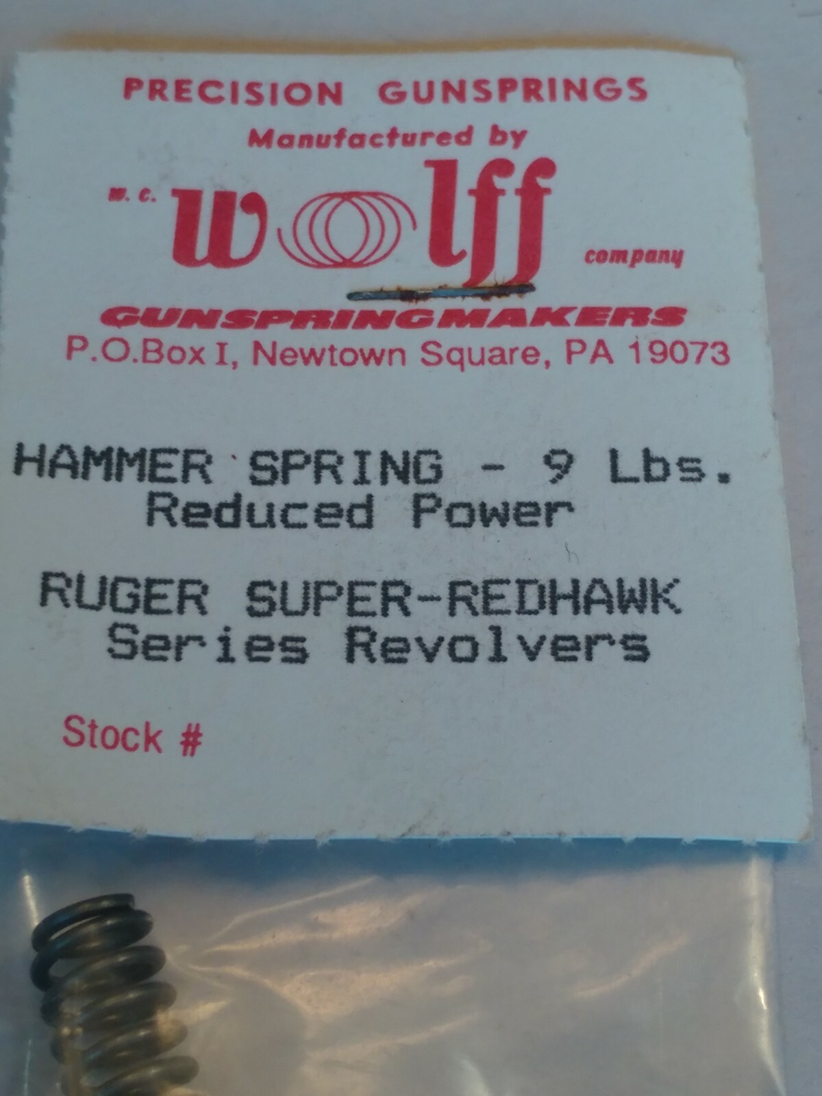 Wolff Hammer Spring - 9 lb Reduced Power Ruger super redhawk series ...