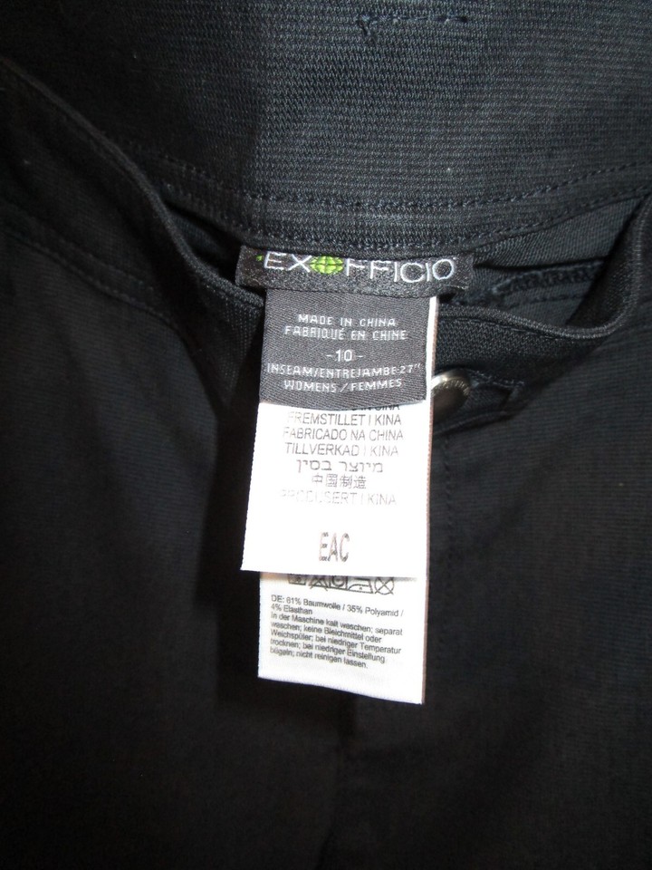 EXOFFICIO Women's 10 Black Costera Cuffed Pants, Subtle & Teeny stripes ...