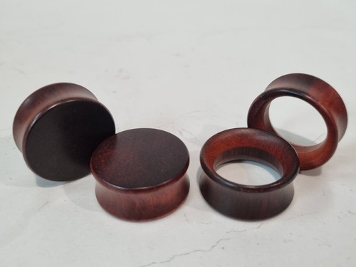 Pair Mahogany Double Flared Wood Ear Plugs Flesh Tunnel Stretcher Taper ...