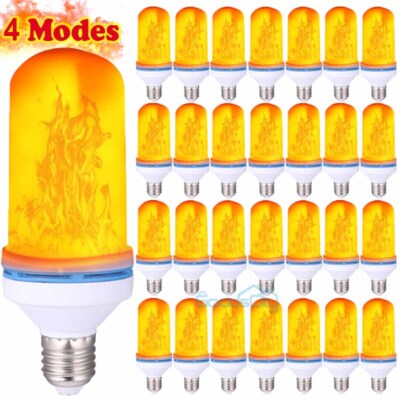 LOT E27 LED Flame Effect Light Bulb- 4 Modes Simulated Nature Fire ...