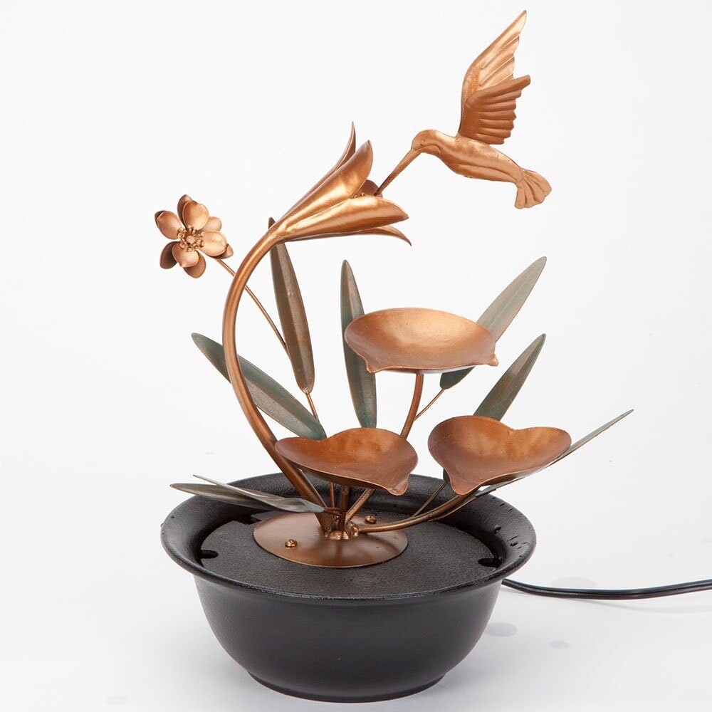 Beautiful Tabletop Serenity Water Fountain Copper Colored Hummingbird ...