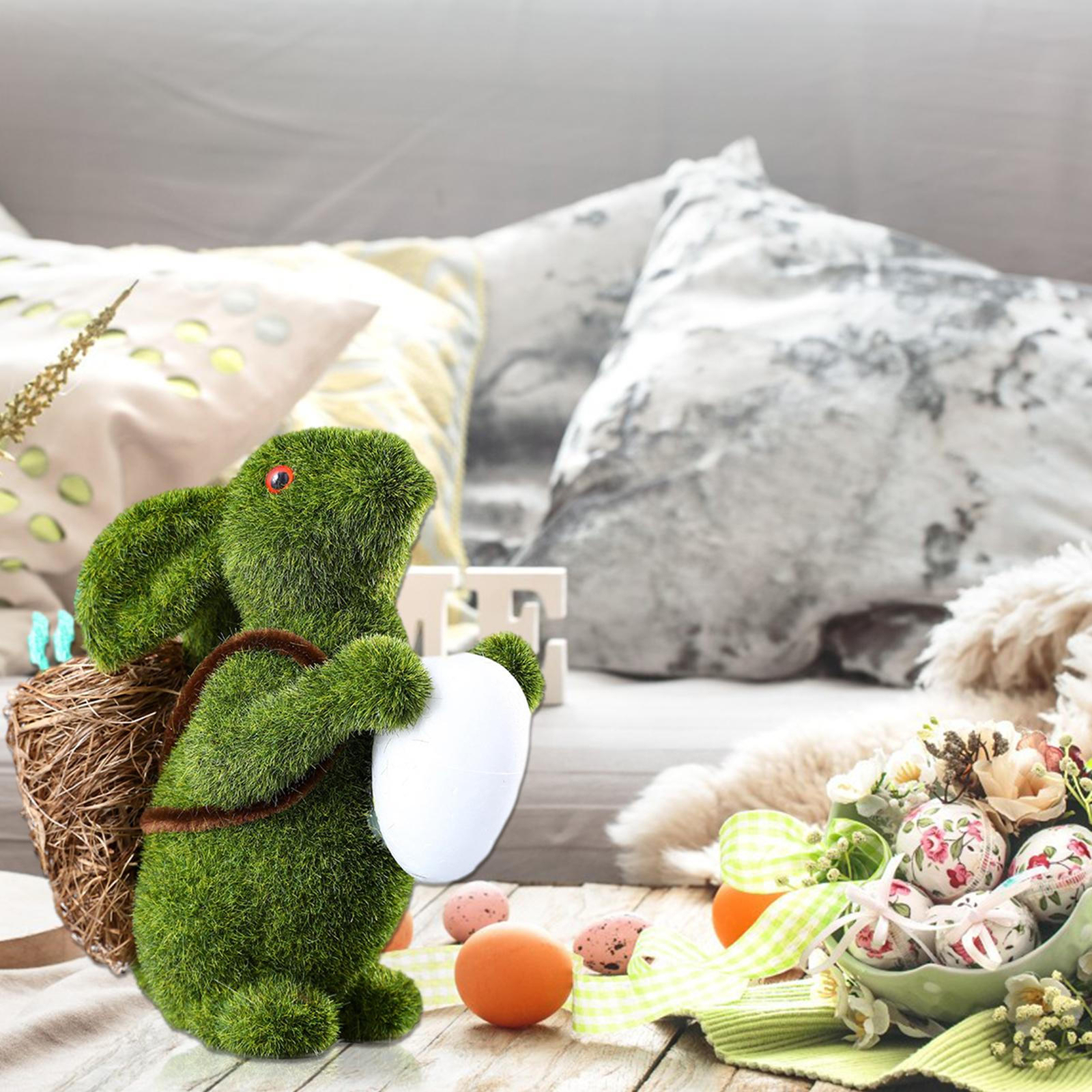 Green Faux Moss Bunny Rabbits Easter Decor Green Resin Rabbit Figurines ...