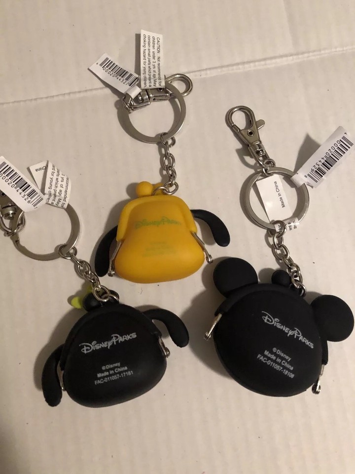Lot of 3 - Disney Emoji Mickey Pluto Goofy Key Chain Silicone Mini Coin ...