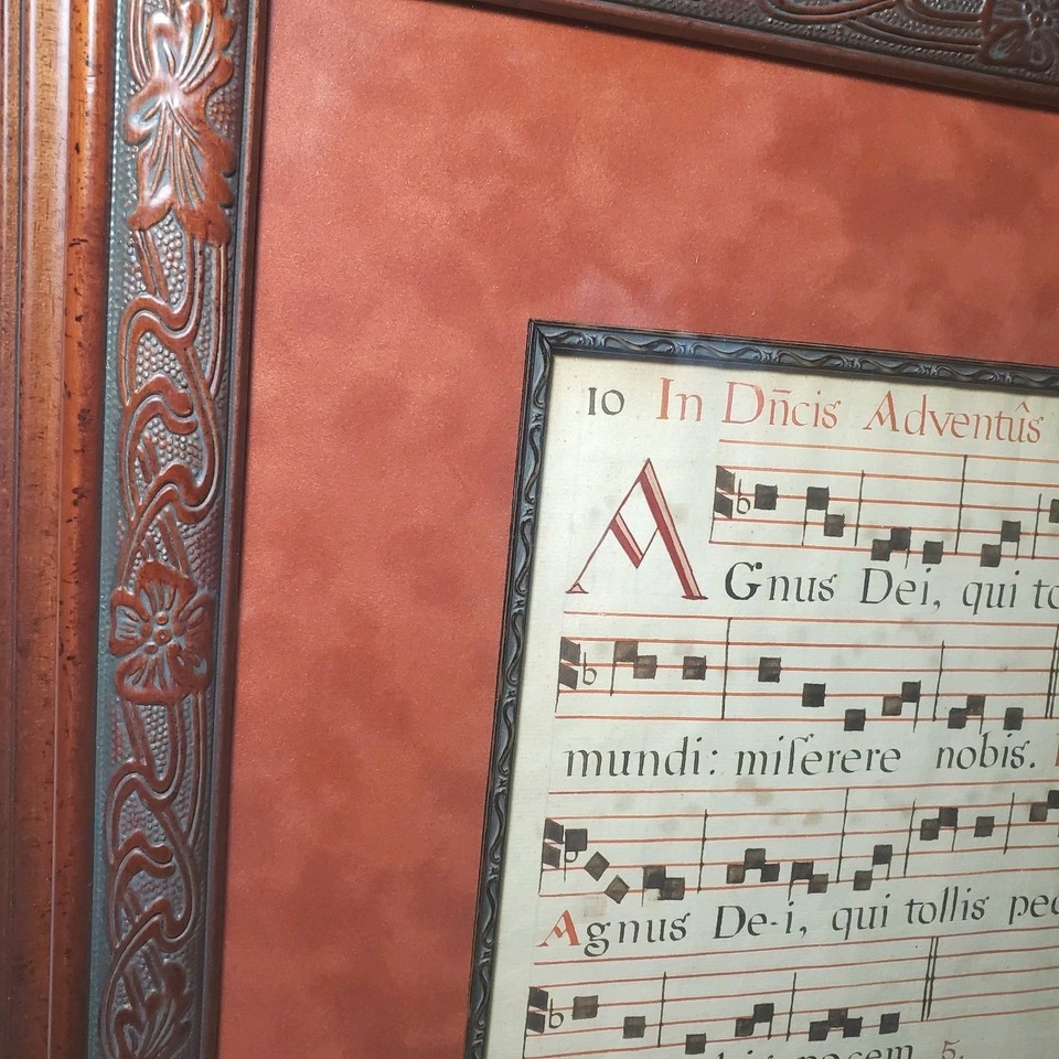 Large Antiphonal Music Leaf Latin Framed Agnus Dei Lamb of God Worship ...