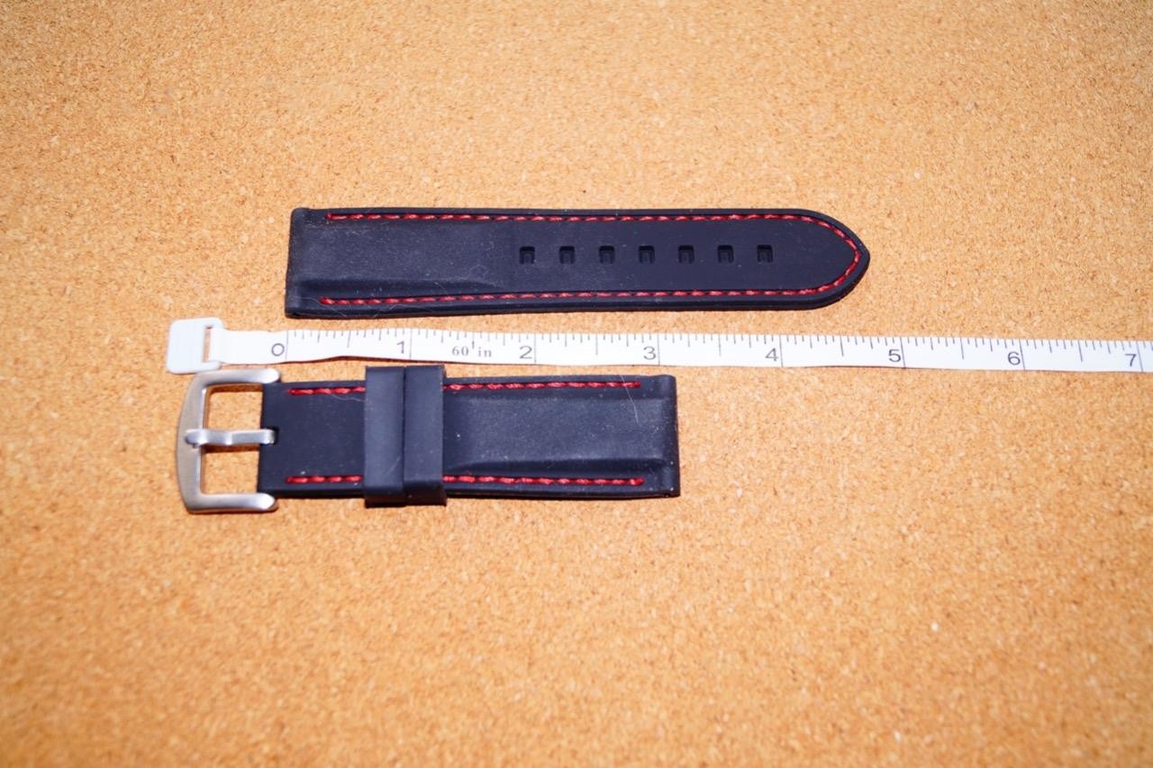 CHUNKY BLACK RESIN TWO PIECE WATCH WITH RED STITCHING 24MM | eBay UK