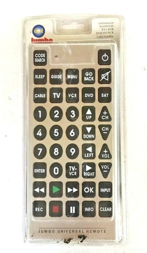 JUMBO UNIVERSAL REMOTE Control TV DVD Audio VCR - Up To 6 Devices ...