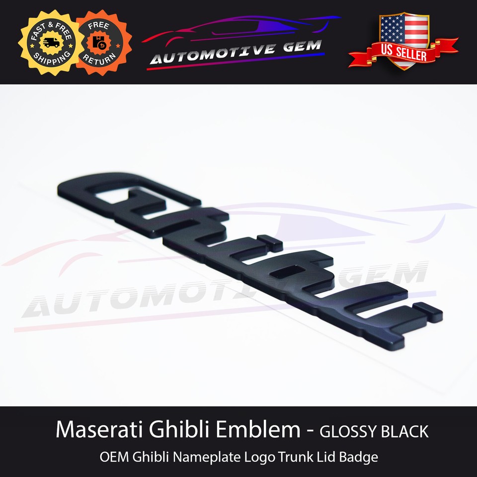 Maserati Ghibli Emblem Gloss Black Logo Trunk Lid Emblem Badge Sticker ...