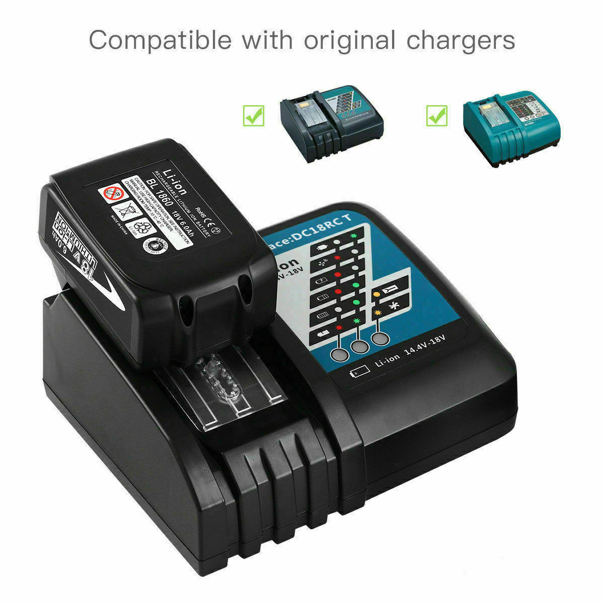 2X For Makita BL1815-N 18V 3.0Ah Li-ion Cordless Battery BL1850 BL1830 ...