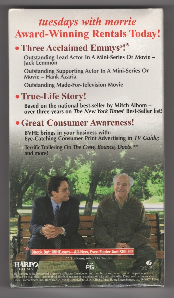 Tuesday's With Morrie (Factory Sealed VHS Promo Screener) Jack Lemmon ...