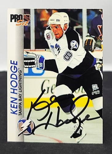 KEN HODGE Signed Autographed 1992 Pro Set Hockey Card #182 Tampa Bay ...