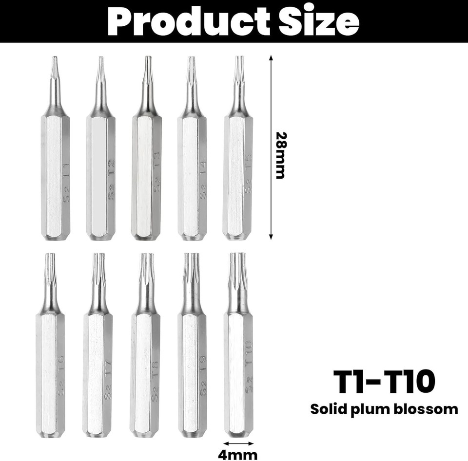 10PCS Security Torx Bit Set, Precision Torx Bit Set T1 - T10 Miniature ...