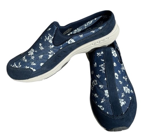 Easy Spirit Womens Traveltime Slip On Shoes Blue Floral Clogs Slides ...