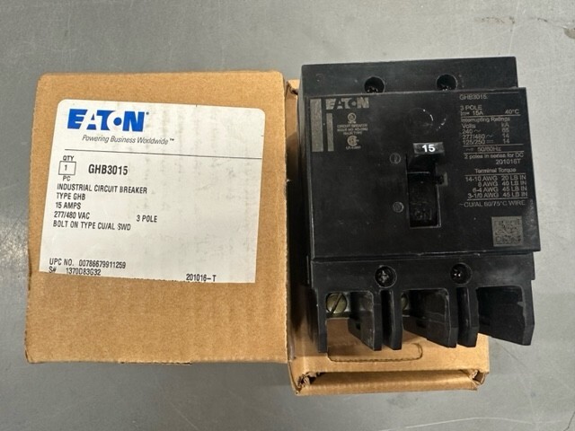 Eaton GHB3015 Series C Complete Molded Case Circuit Breaker - Black for ...