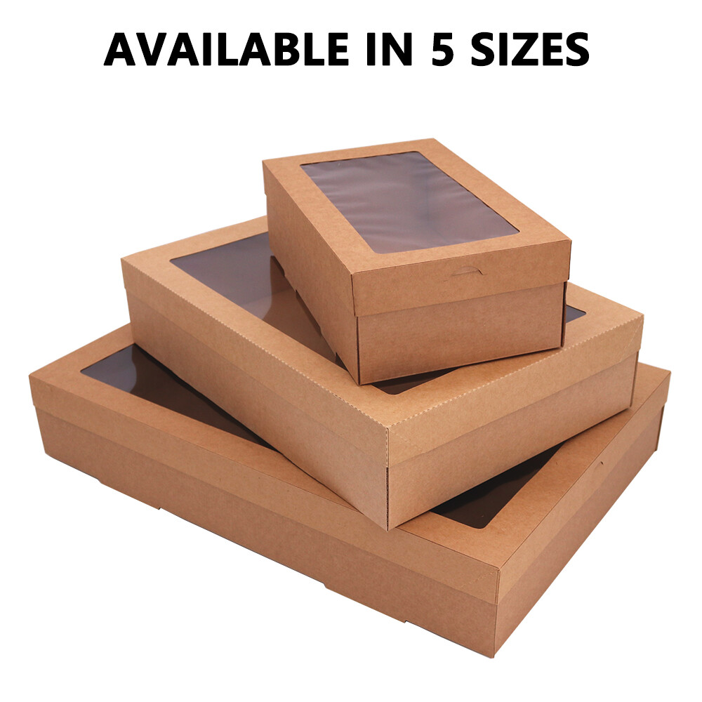 Catering Grazing Boxes Tray w/Windows Disposable Takeaway Paper Cake ...