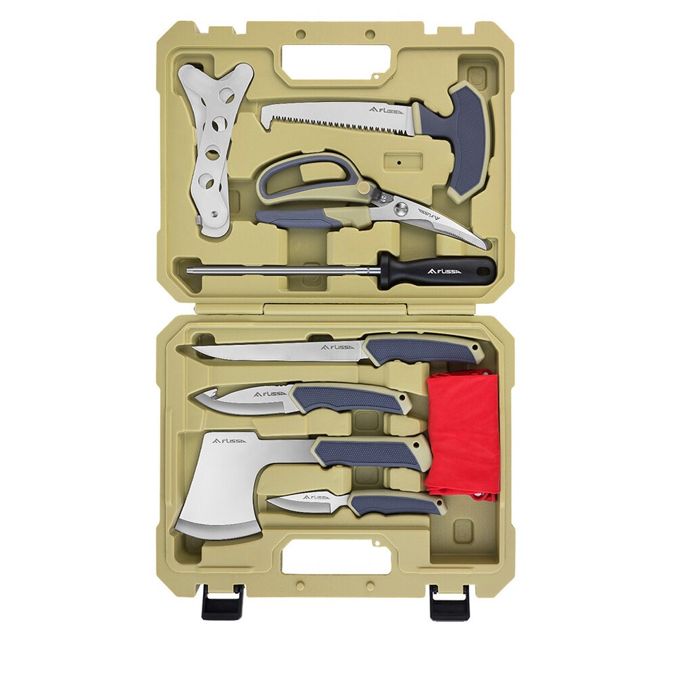 10PC Field Dressing Hunting Knife Set Skinning Knife Butcher Game ...