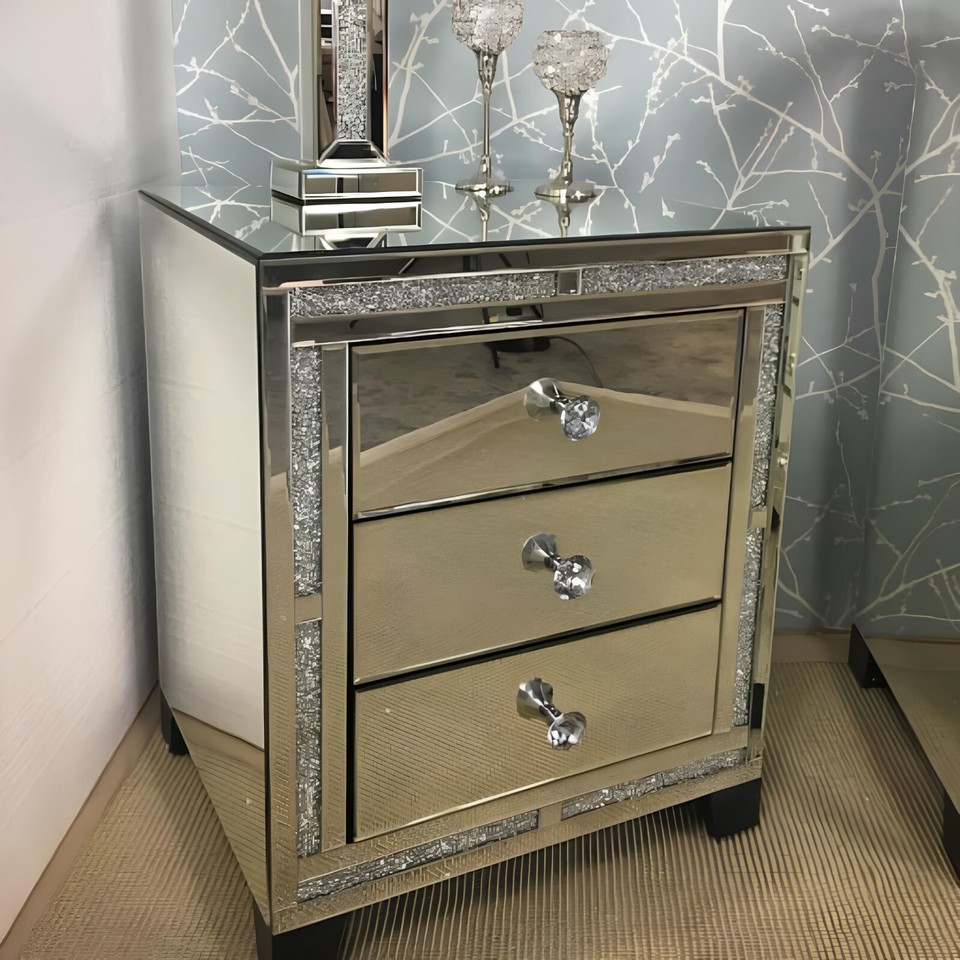 Valencia Mirrored Chester Drawer / Bedside / Wall Mirror | eBay UK