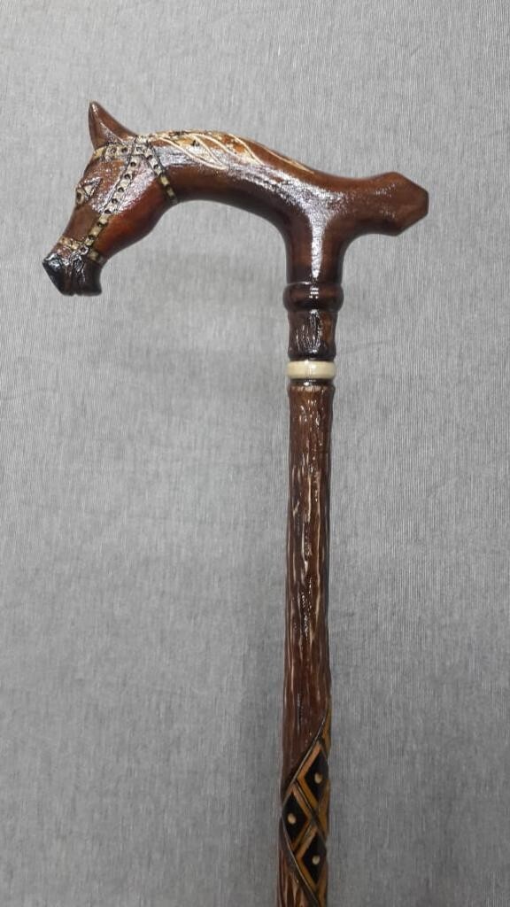 Handmade Horse-headed Walking Stick , Special Unique Handcarved Wooden ...