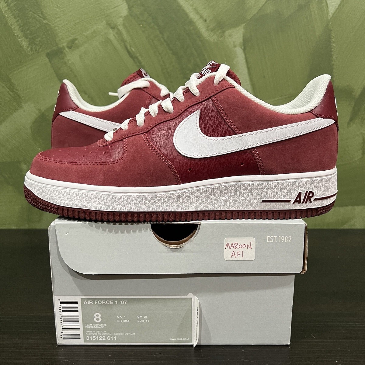 Maroon Air Force Ones Nike Air Force 1 Low Premium “Burgundy