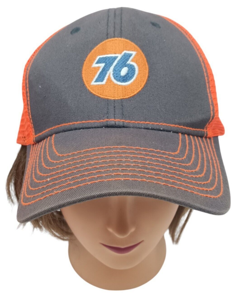 Union 76 Gas Trucker Hat Embroidered Logo Paramount Apparel orange Mesh ...