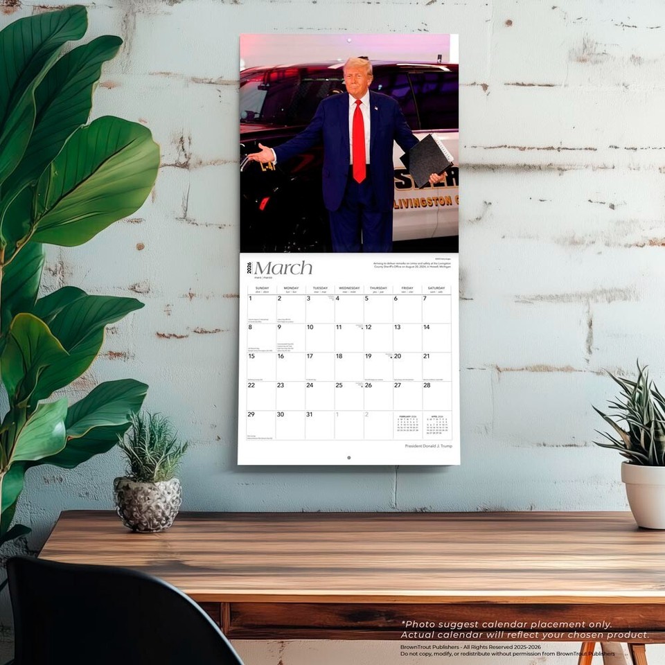 President Donald J. Trump | 2026 12x24" Square Wall Calendar | Plastic ...