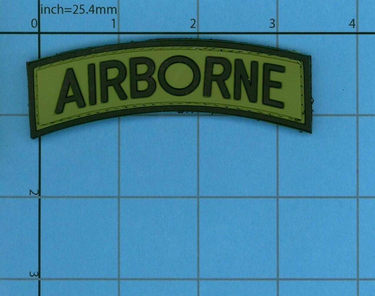 PVC OD GREEN AIRBORNE TAB PATCH AIR ARMY TACTICAL U.S. UNITED STATES 34 ...
