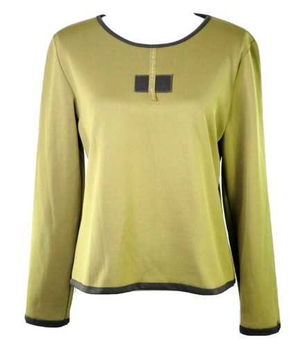 JJ Garella Olive Green Long Sleeve Top Size 6 Embroidered | eBay