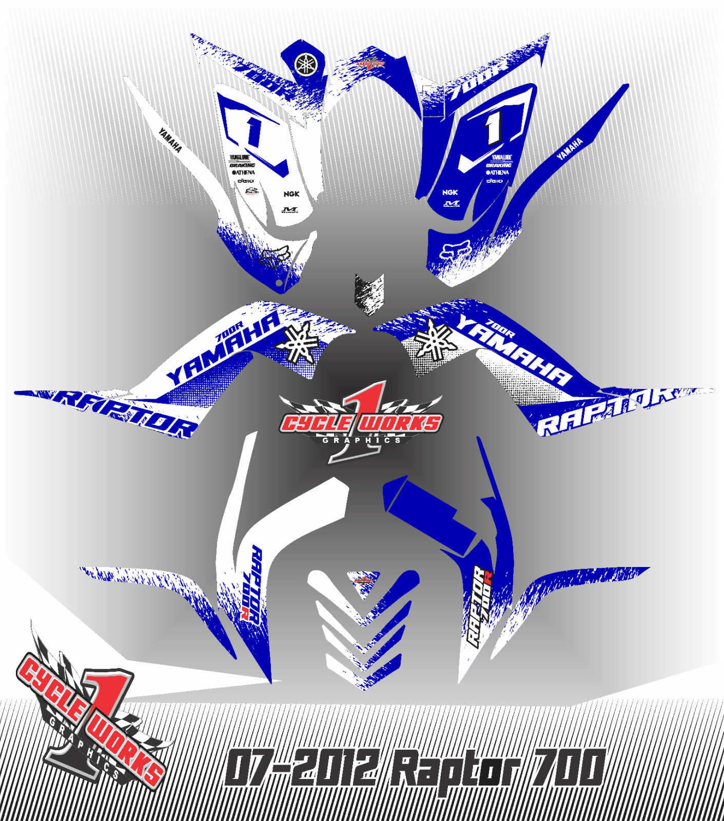 Graphics Kit for YAMAHA RAPTOR 700 (2006-12) 700R CUSTOM Decal KIT ...