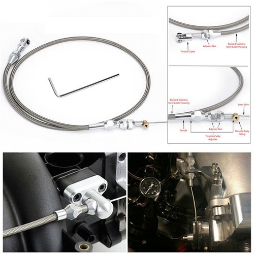 Throttle Cable Kit Gas Cable 1pc 36 Inch Braided Throttle Stainless ...