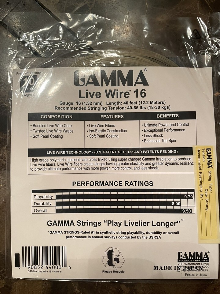 Gamma Live Wire XP 16g Tennis Racquet String - 40 Feet NEW | eBay