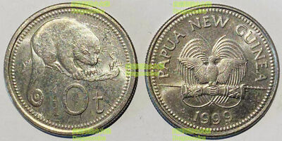 Papua New Guinea 10 Toea Spotted Cuscus 1975-2001 24mm co-ni coin km4 ...