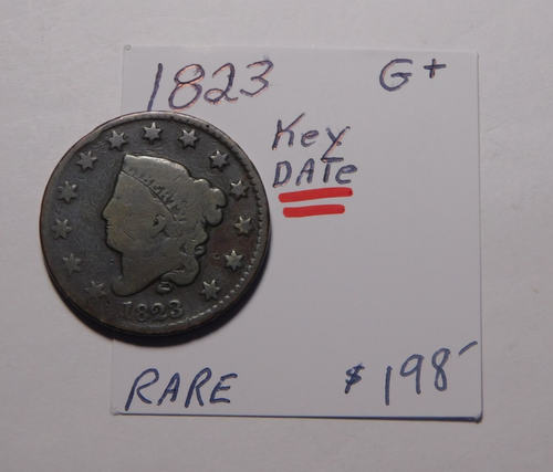 ORIGINAL 1823 KEY DATE LARGE CENT !!!!!!!!!!!!!!!!!!!!!! CHOCOLATE ...
