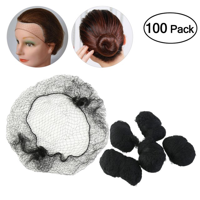 100pcs Black Hair Nets Elastic Edge Mesh Net Stretch Invisible Hairnet ...