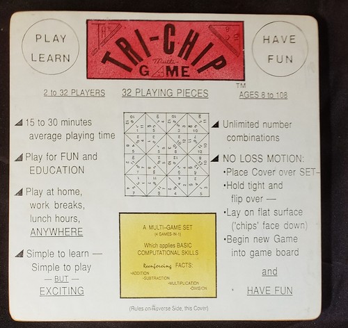 Vintage 1988 Tri-Chip Math Game Addition, Subtraction, Multiplication ...