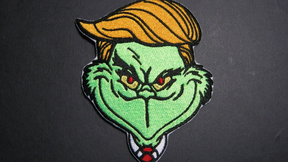 Donald Trump Grinch Orange Hair Embroidered Patch, Anti-Trump, Parody ...