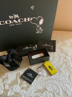 BNIB Coach Peanuts Gang Charlie Brown leather hang tag Limited Edition ...