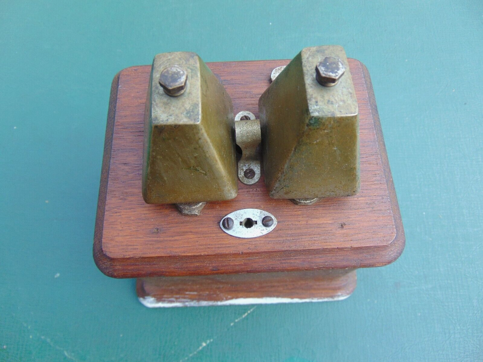 Antique Western Electric Phone Ringer Box Cow Bell Gongs Oak Dovetail ...