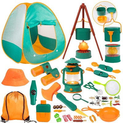 Meland Kids Camping Set with Tent 30pcs - Outdoor Campfire Toy Set for ...
