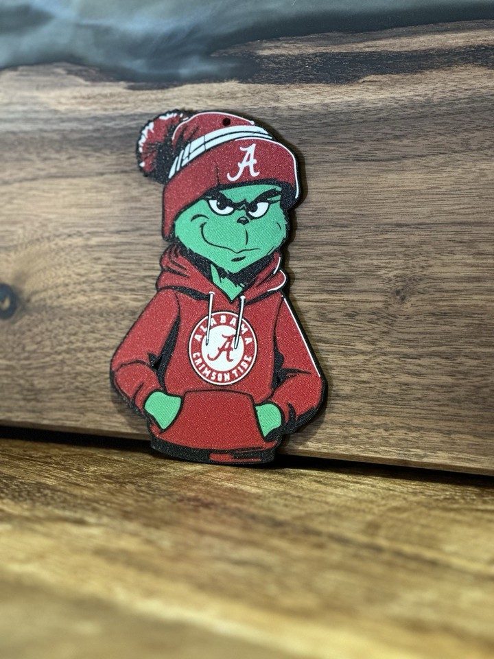 Alabama Crimson Tide Grinch Christmas Ornament Roll Tide 3D Printed ...