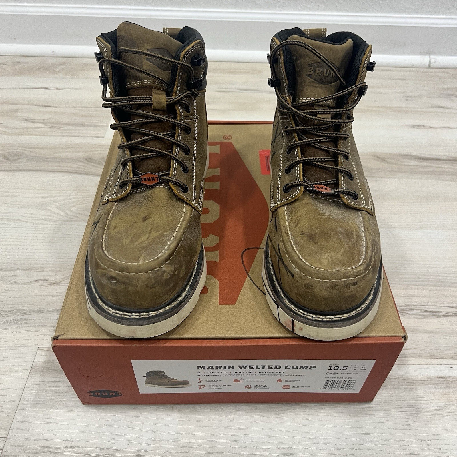 Brunt Marin Welted Boots Mens Size 10.5 Dark Tan Waterproof Comp Toe ...