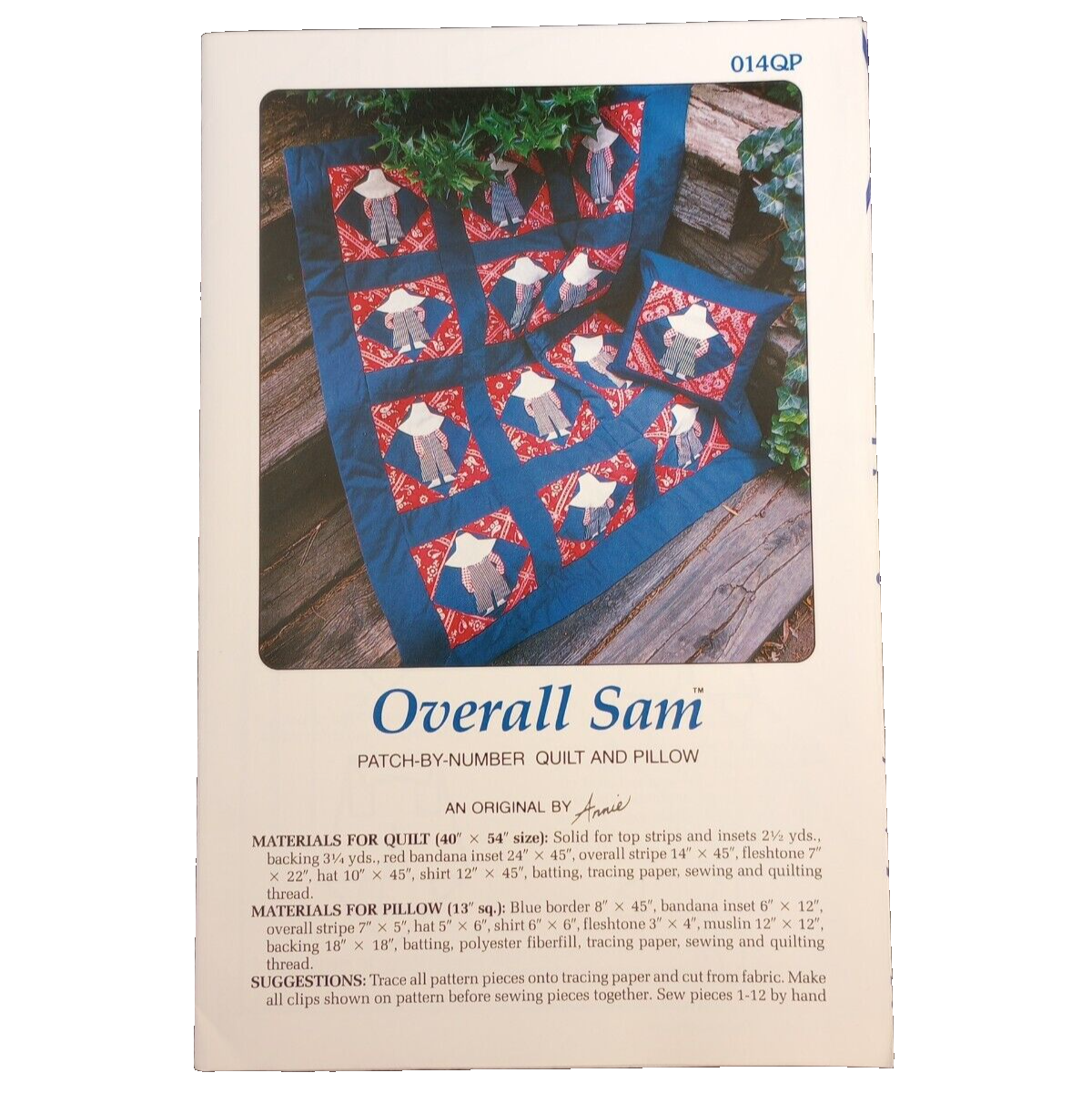 Overall Sam Quilt Sewing Pattern Annies Attic Patch-By-Number 40"x54 ...