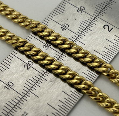 SOLID 9ct Gold Men 4.5mm Miami Curb Cuban Chain 18 Inch Heavy Necklace ...