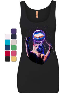 Cat Catching a Sandwich Women's Tank Top Plasma Ball Kitty Kitten Weird ...