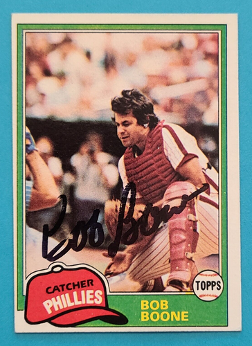 BOB BOONE (WS) Hand Signed 1981 Topps #290 Philadelphia Phillies ...