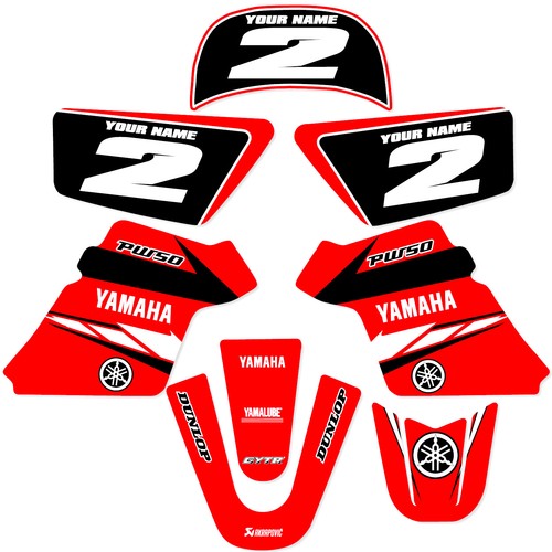 YAMAHA PW 50 PW50 GRAPHICS KIT DECALS DECO Fits Years 1990 - 2018 Red ...